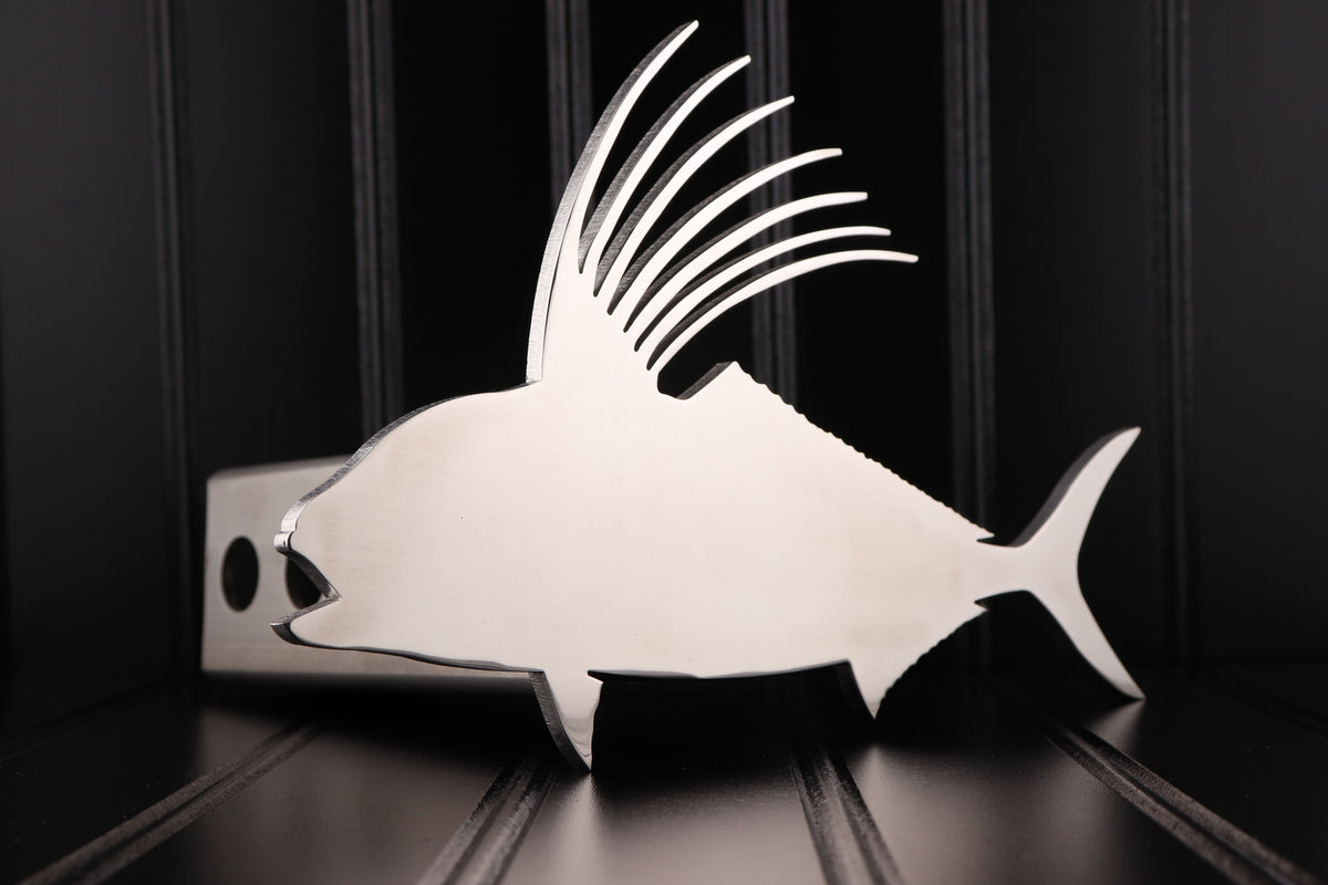 Stainless Rooster Fish Hitch Cover, Free Shipping – Custom Hitch Covers