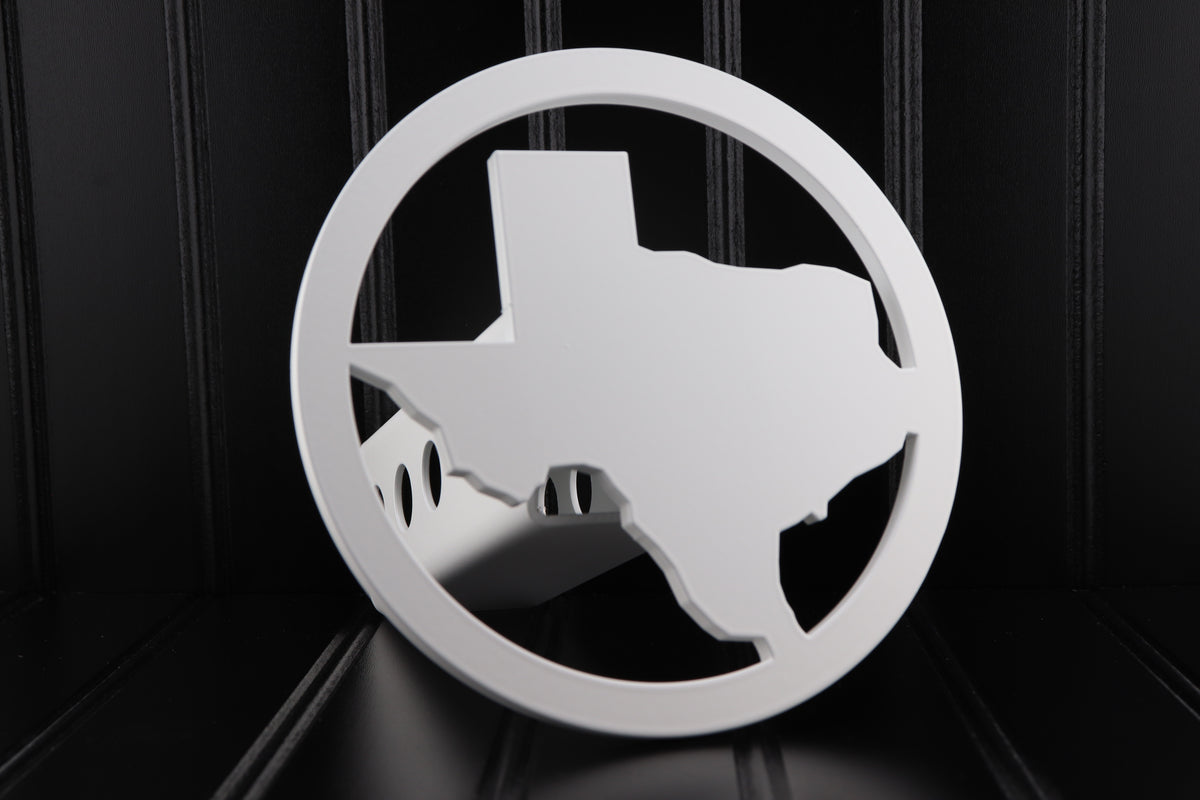 Satin White Circle Texas Hitch Cover, Free Shipping – Custom Hitch Covers